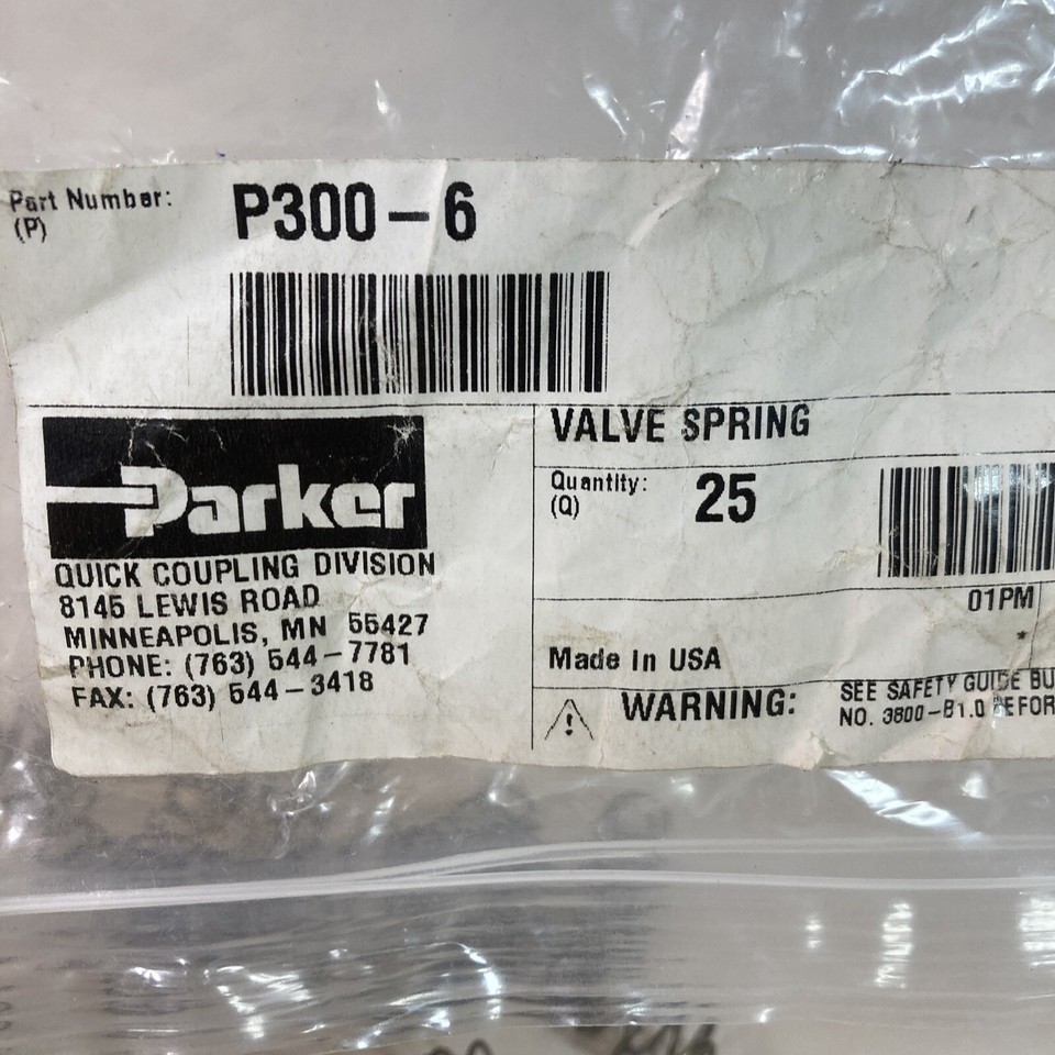 25 Count Pack of Parker Quick Coupling Valve Springs Part # P300-6 | eBay