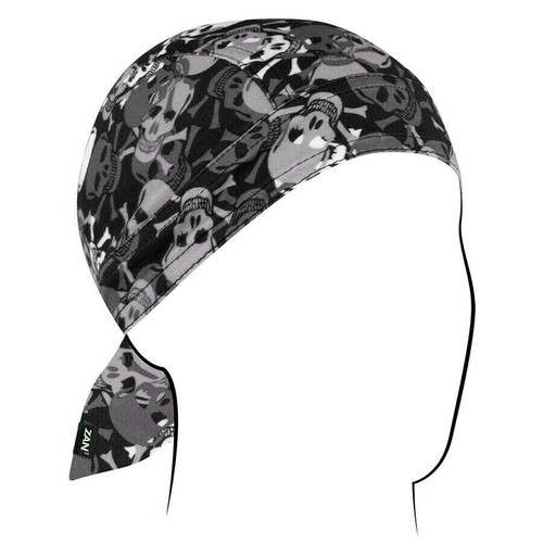 Black Grey Stacked Skulls Biker Premium Sportflex Durag Headwrap Free ...