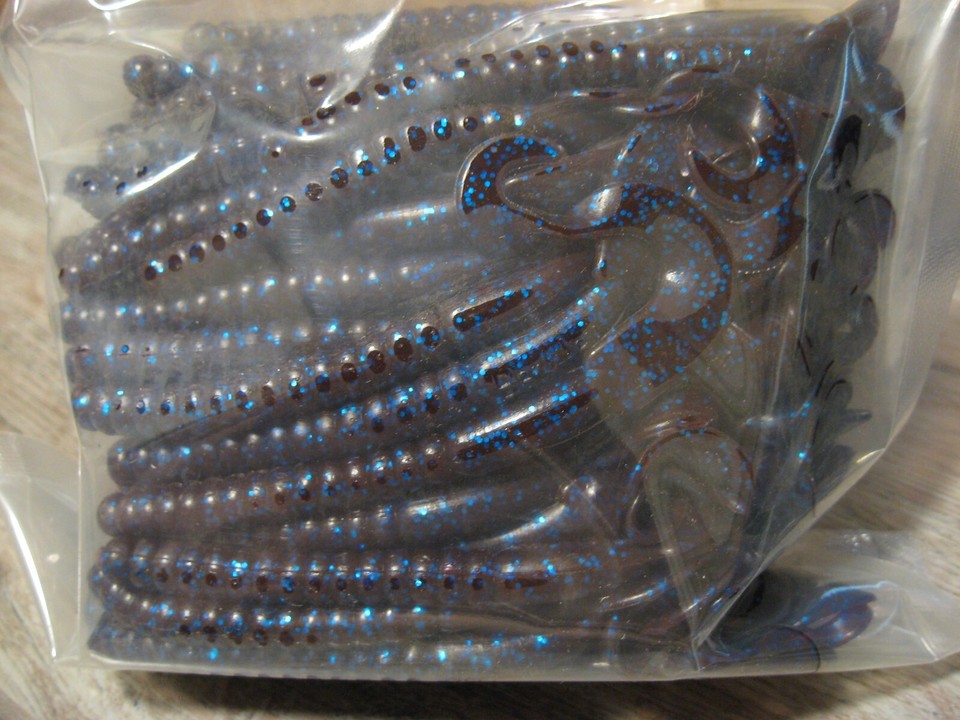 100 Berkley Soft Fishing PowerBait / 7" Power Worms / Blue Fleck CPWA7 ...