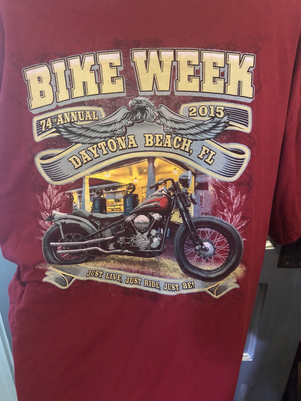 Daytona Beach Florida 2015 74th Annual Bike Week Tee T-Shirt Maroon ...