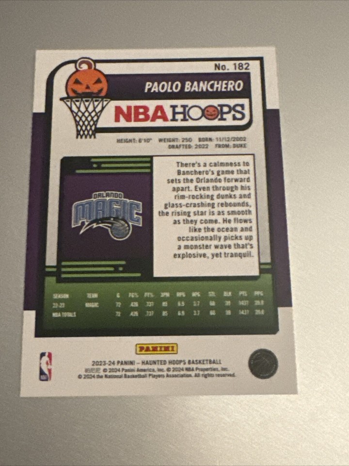 2023-24 Panini NBA Haunted Hoops Orange Parallel #182 Paolo Banchero | eBay