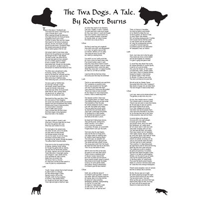 Twa Dogs Tale Robert Burns Scotland Edinburgh Typography Large Wall Art ...