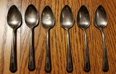 VINTAGE SET OF 6 WM ROGERS & SON AA TEASPOONS PAT JUNE 14 -20 | eBay