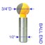 1pc 1/2" SH 3/4" Diameter Plunging Ball End Router Bit sct-888 ...