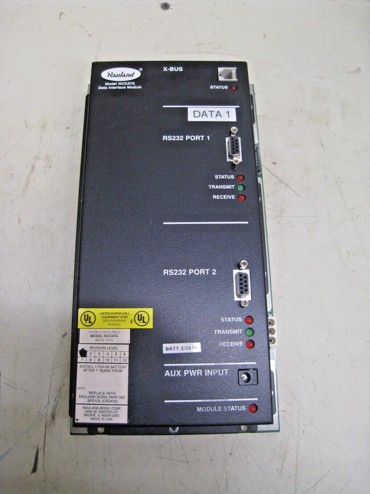 Rauland Responder X-Bus Model: NCDATA Data Interface Module Nurse Call ...