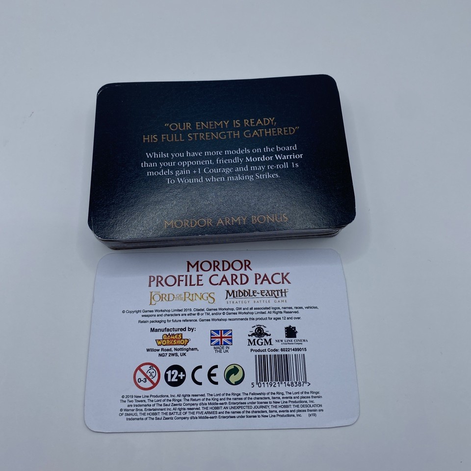 MESBG Mordor Profile Card Pack - Lord Of The Rings - Games Workshop ...