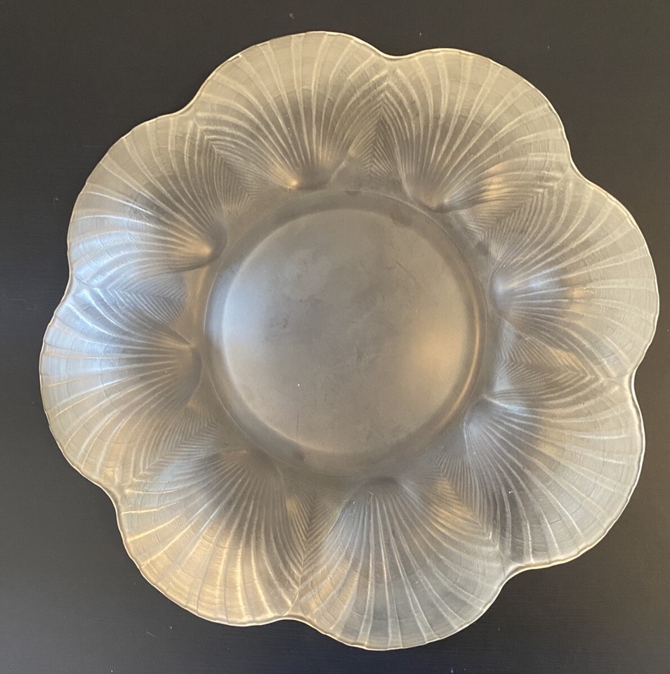 Mikasa Frosted Crystal Glass Shell Platter Oyster Tray Appetizers | eBay