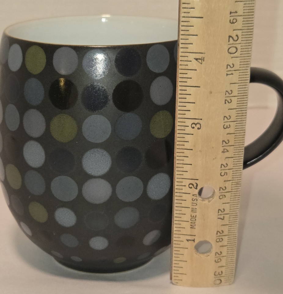 Denby Jet Dots Mug Cup Black White Aqua Green 10 oz Retired England | eBay