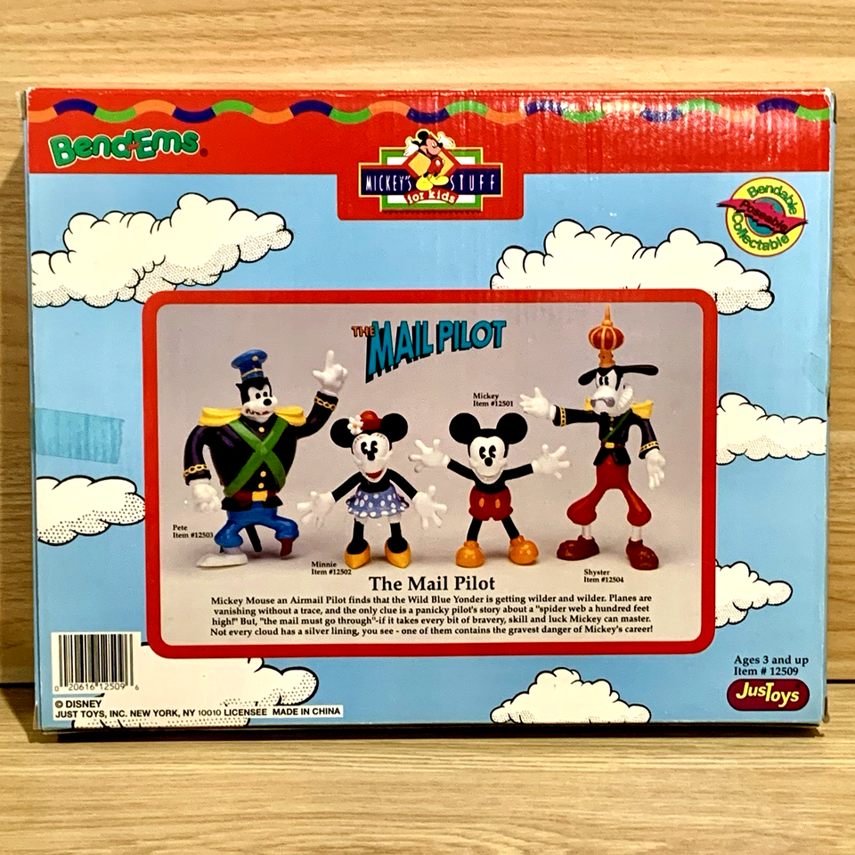 Vintage 1992 Mickey Mouse Mail Pilot BendEms Figure Set – Mickey Minnie ...