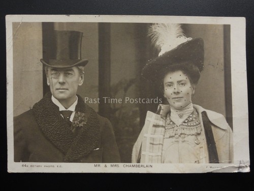 Political: Mr & Mrs Chamberlain c1904 Real Photograph Postcard Pub by ...