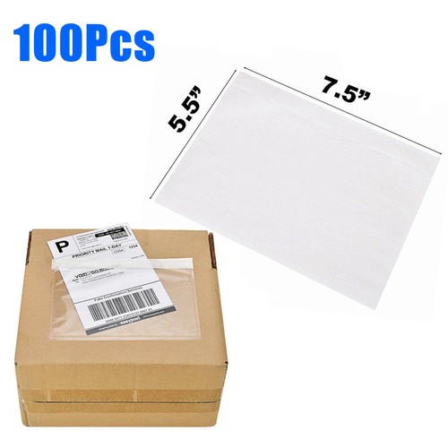 100x Clear Packing Invoice List Pouches 7.5x5.5 Shipping Label Envelope ...