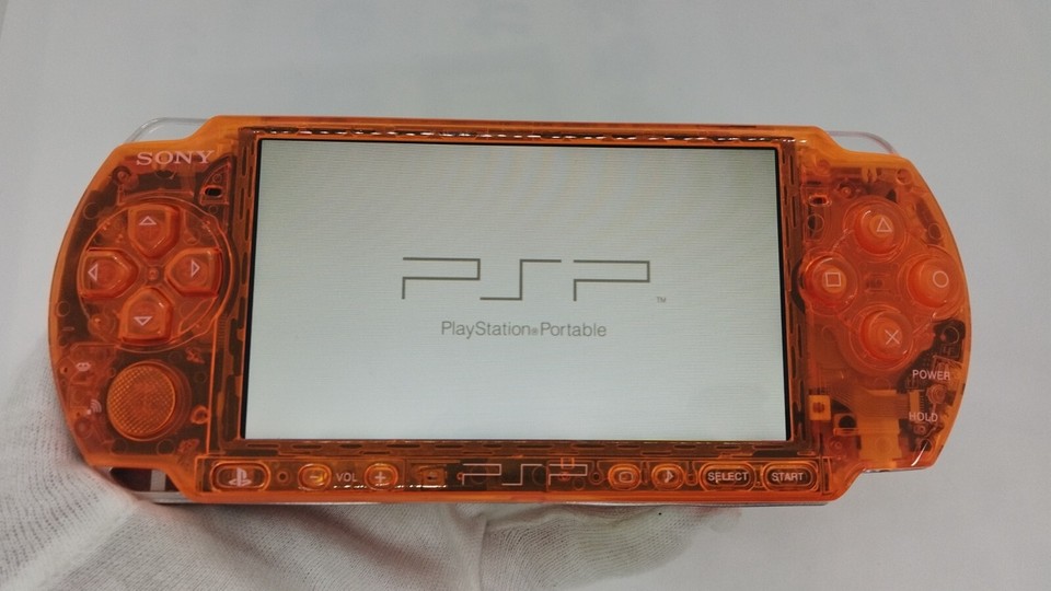 Sony PSP-3000 Playstation Portable Handheld Console Clear Orange Shell ...