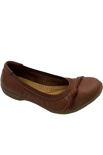 Clarks Collection Leather Ballet Flats Meadow Rae Tan Leather | eBay