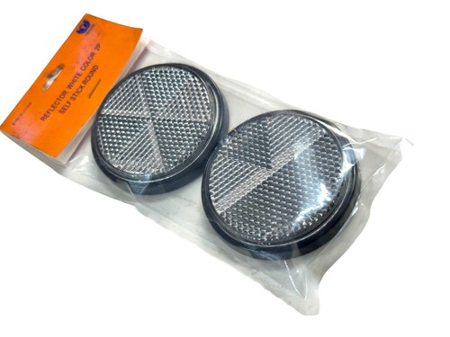 White Round Reflector 60mm 2Pc Reflecting Car Auto Visibility Bike ...