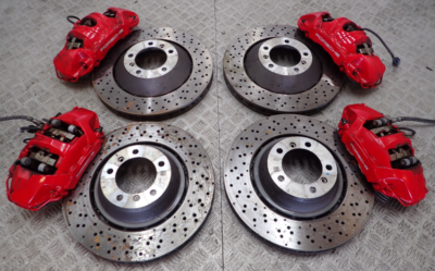 Porsche 981 CAYMAN GT4 Red Brembo BRAKE CALIPERS ROTORS SET OEM | eBay