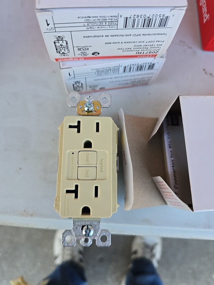 3 Ivory Self-Testing Tamper Resistant GFCI Receptacle Outlet 5-20R 20A ...