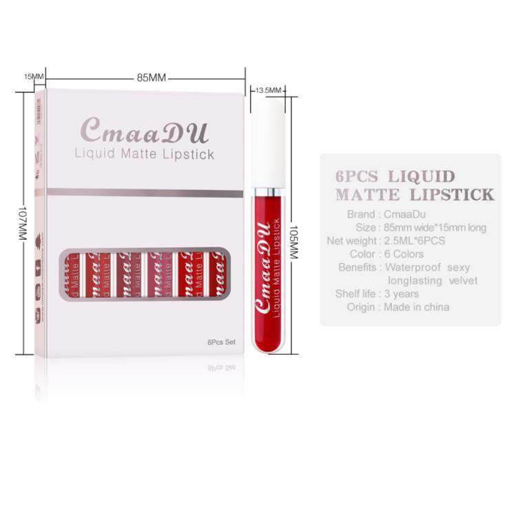 6PCS Set CmaaDU Glitter Flip Liquid Lipstick Matte Waterproof Long ...