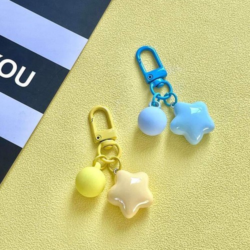 Cute Yellow Pink Stars Keychain Pendant Keyring For Girl Backpack Case ...