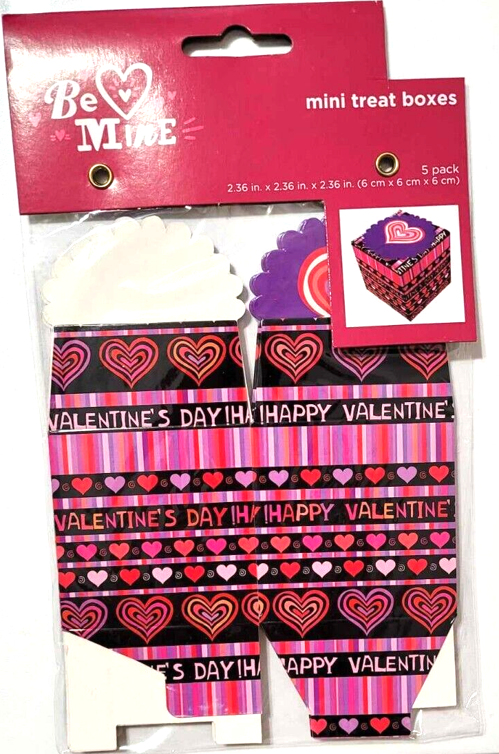 Be Mine - Happy Valentine's Day Multi Color Mini Treat Boxes 5 Count | eBay