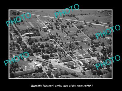OLD LARGE HISTORIC PHOTO REPUBLIC MISSOURI AERIAL VIEW OF TOWN c1950 2 ...