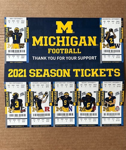 2021 Michigan Wolverines Football Commemorative Season Tickets Ticket ...