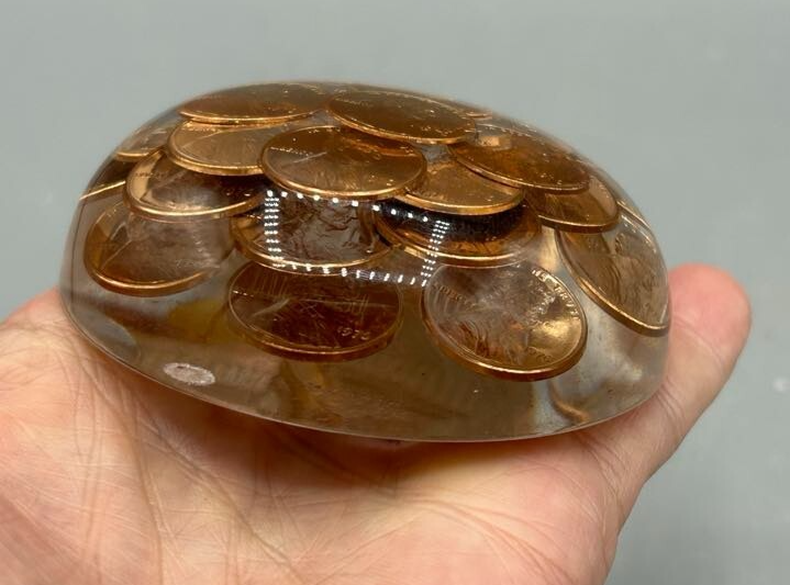 Vtg 1976 UNIQUE Lucite Coin Lincoln Penny Paperweight Uncirculated ...