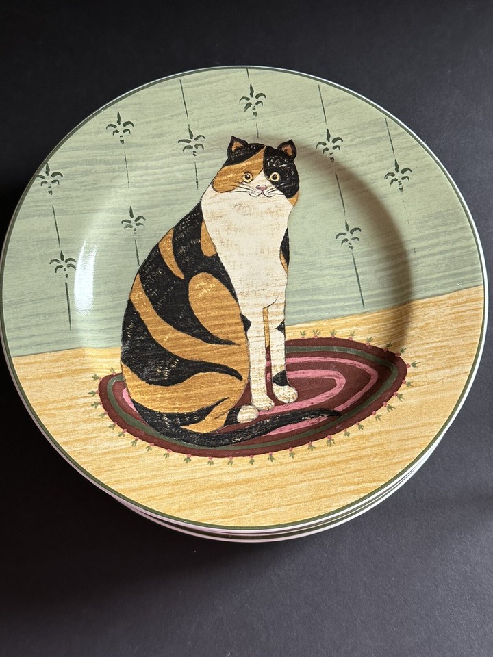 Oneida Cat Collection Salad Dessert Plate Set of 7 Warren Kimble 8.5 ...