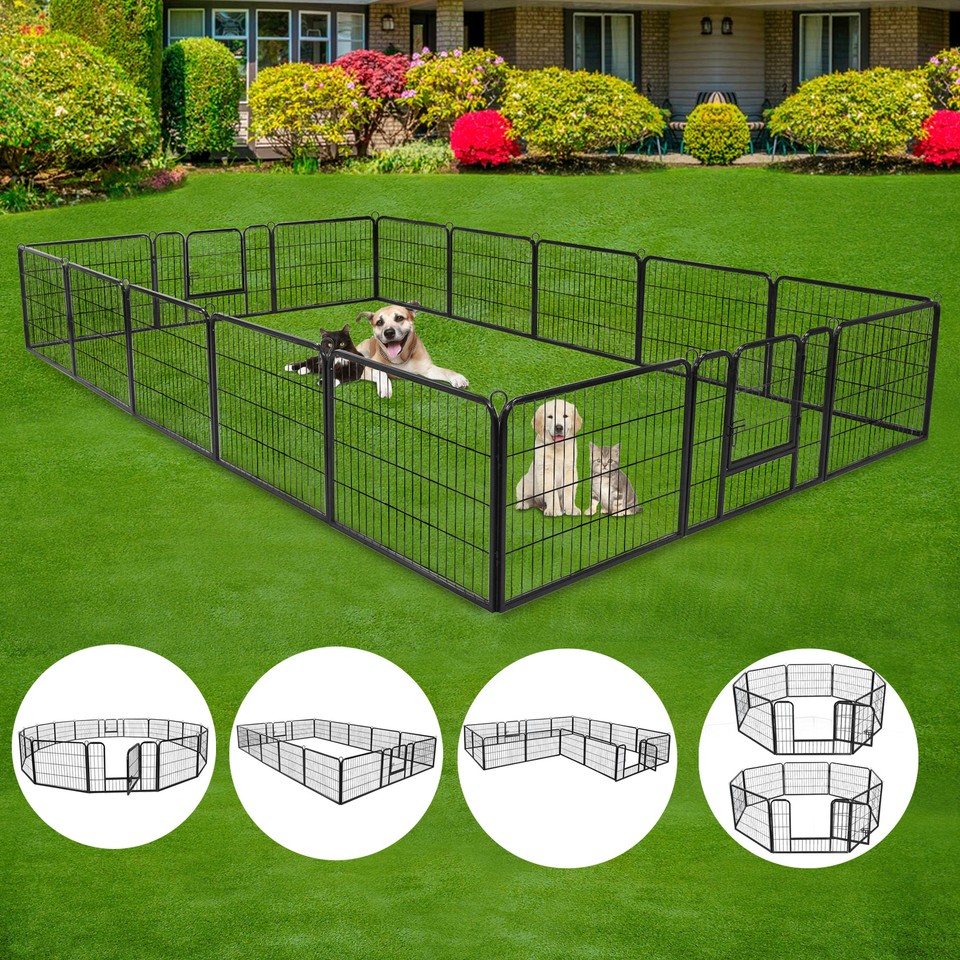 16 Panels Dog Pen Pet Playpen Kennel Fence Puppy Exercise Barrier ...