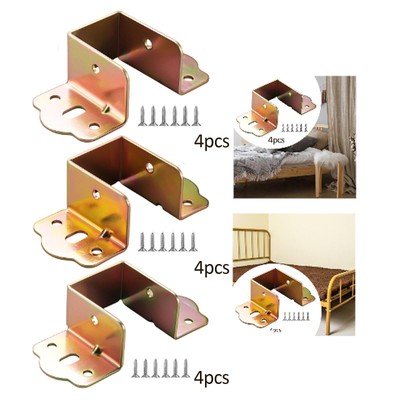 4Pcs Bed Rail Brackets Heavy Duty Metal Bed Hinge Bedstead Fixed ...