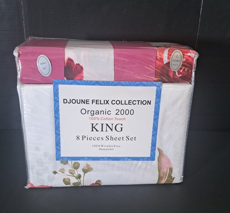 Djoune Felix 8-Piece King-Sized Bedsheet & Curtain Set | eBay