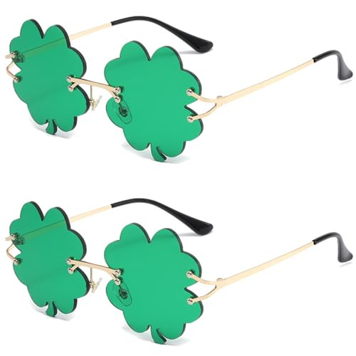 2Pairs St. Patricks Day Shamrock Sunglasses Irish Green Four Leaf ...