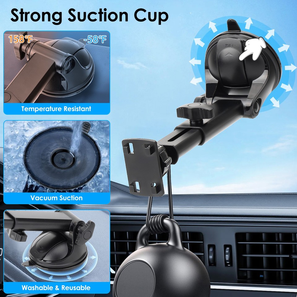 Suction Cup Car Mount for 7-11" CarPlay Screen Rotation Dashboard ...
