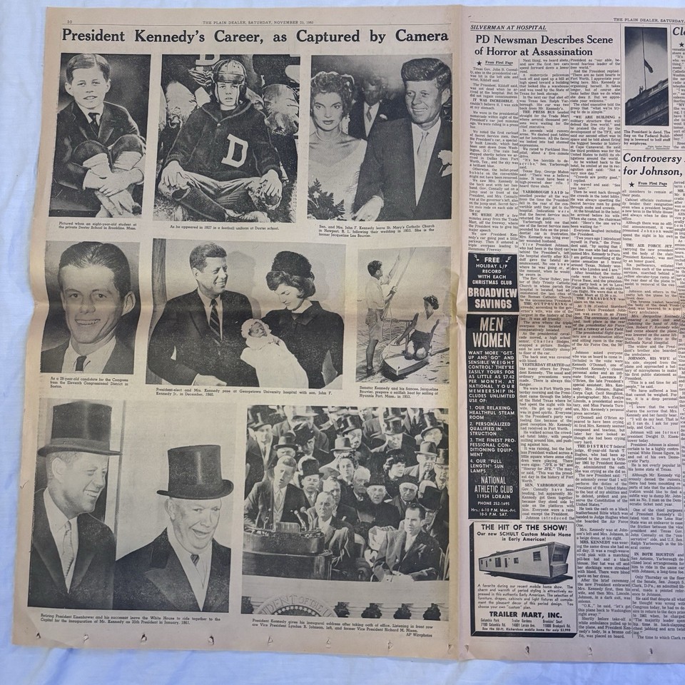 JFK Assassination Newspaper The Plain Dealer Nov 23 1963 Johnson Takes ...