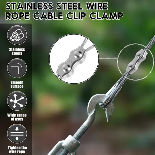 30Pcs M3 Double Bolt Wire Cable Clamps Wire Rope Clips 2 Post Poly Rope ...