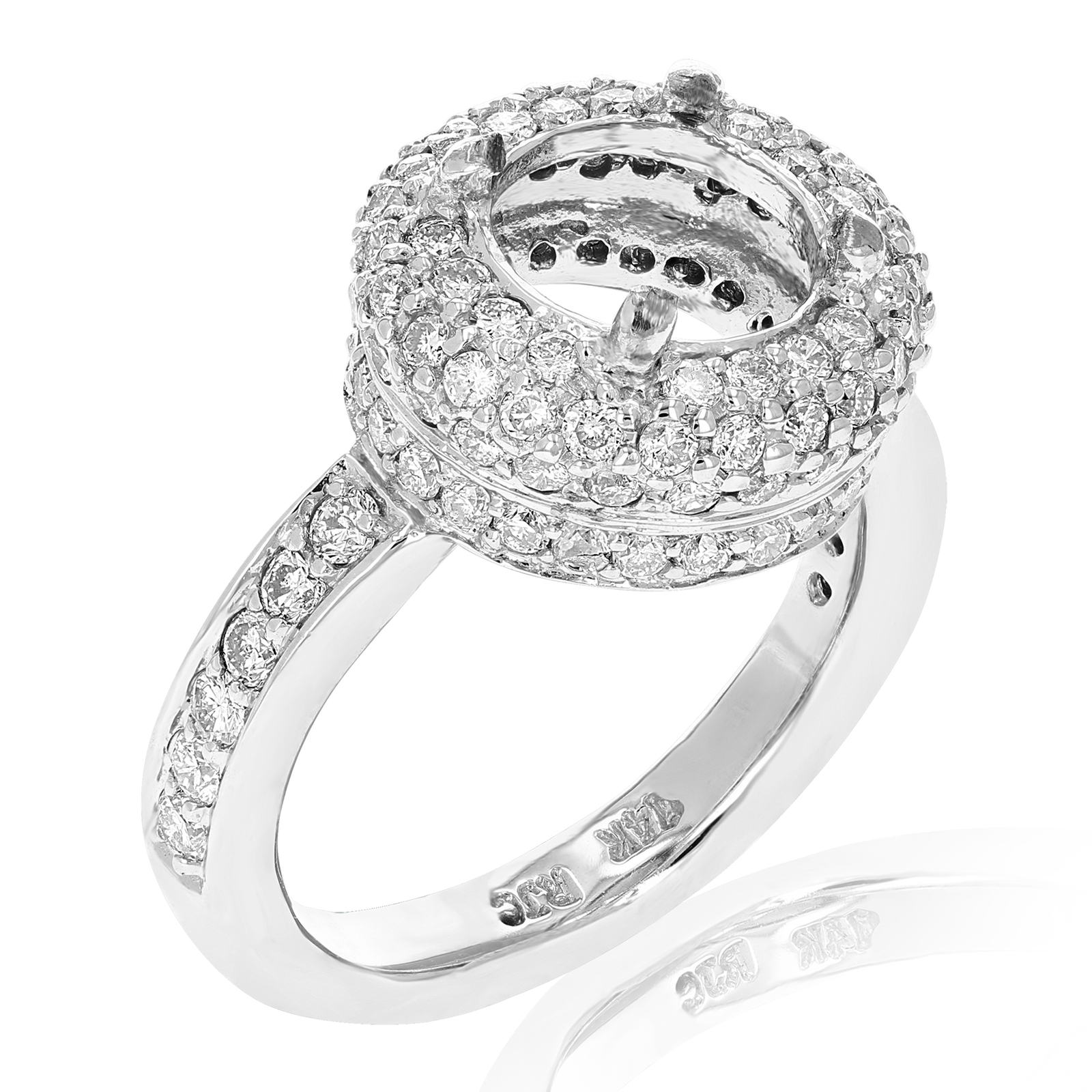 1 ct Semi Mount Diamond Engagement Ring for Women in 14K White Gold ...