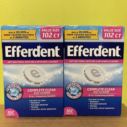 Lot Of 2-102 Tablets Efferdent Denture Complete Clean 5-in-1 Daily ...