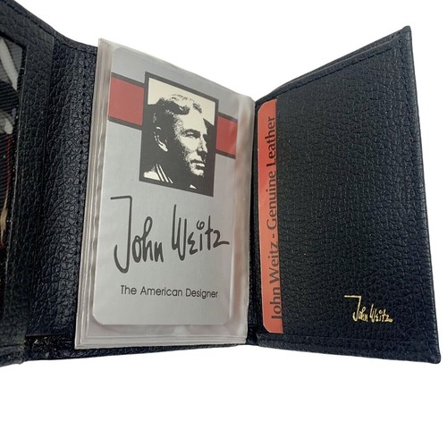 John Weitz Collection Mens Leather Exterior Black Trifold Wallet New ...