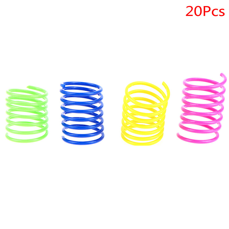 20pcs Durable Colorful Plastic Springs Cat Pet Toy Coil Spiral Springs ...