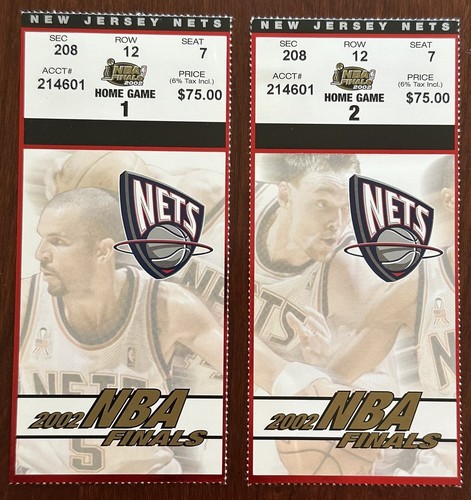 2002 NBA Finals Ticket Stubs Games 3 & 4 Lakers vs Nets Lakers Win 4-0 ...