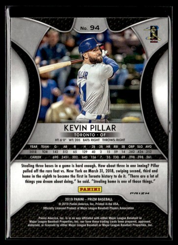 2019 Panini Prizm #94 Kevin Pillar Silver Baseball Card 0603L | eBay