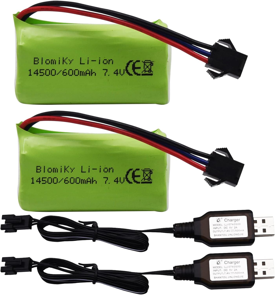 SM-3P Plug 7.4V 2S 600Mah 4.44Wh 10C Battery and USB Charger Cable ...