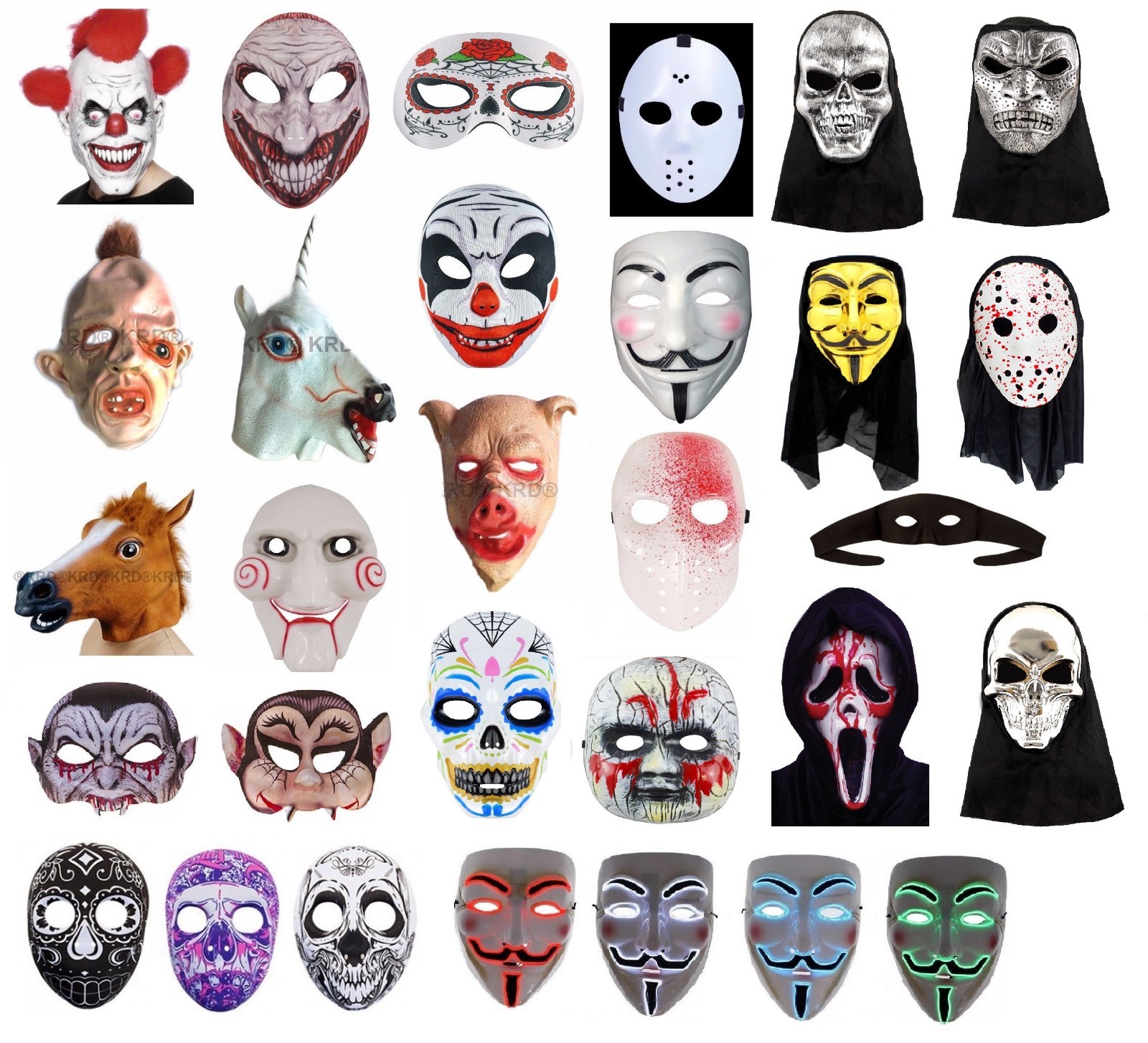 GRUSELIGE HALLOWEEN MASKEN Kostüm Zubehör Clown Böse Horror gruselige ...