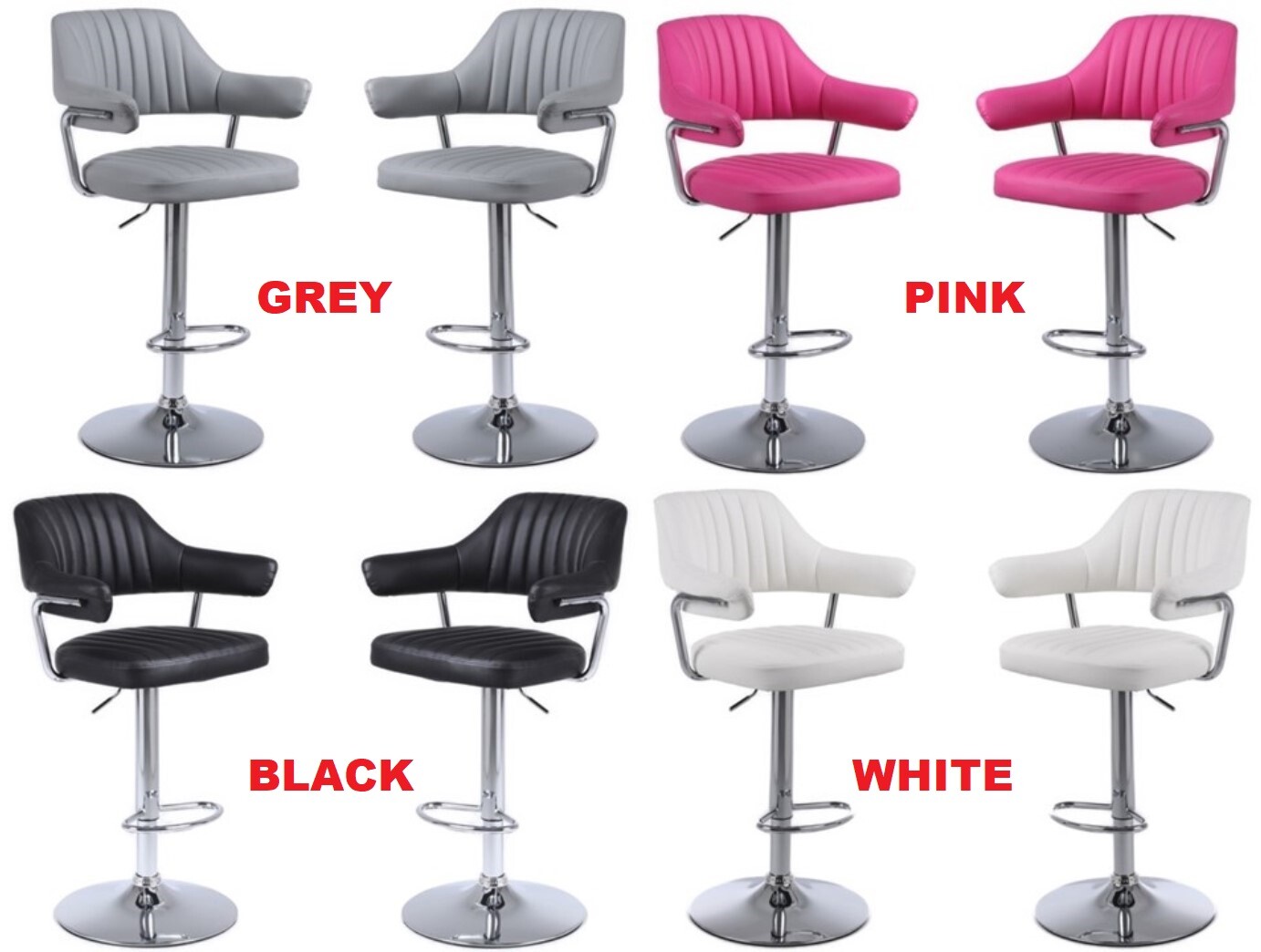 SET OF 2 PLUSH BAR STOOLS, GAS LIFT, BREAKFAST KITCHEN BAR PADDED ARMS ...