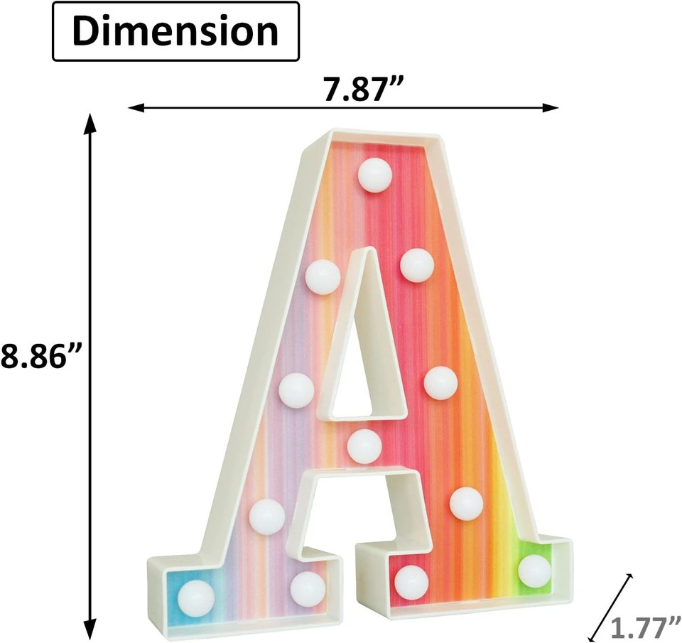 Rainbow Light Up Letters, Colorful LED Letter Lights 16 Color Changing ...