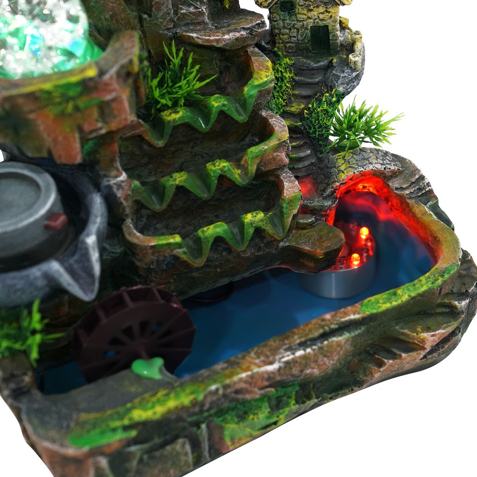 Zen Indoor Tabletop Water Fountain Resin Rockery Waterfall Mist Water ...
