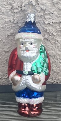 Inge Glass Christmas Ornament Blown Glass Vintage Santa West Germany | eBay