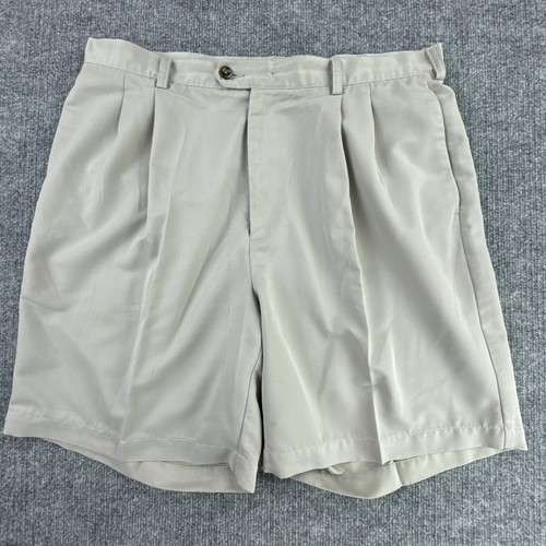Cool 18 Golf Shorts Mens 36 Beige Poly Performance Pleated Zip Fly ...