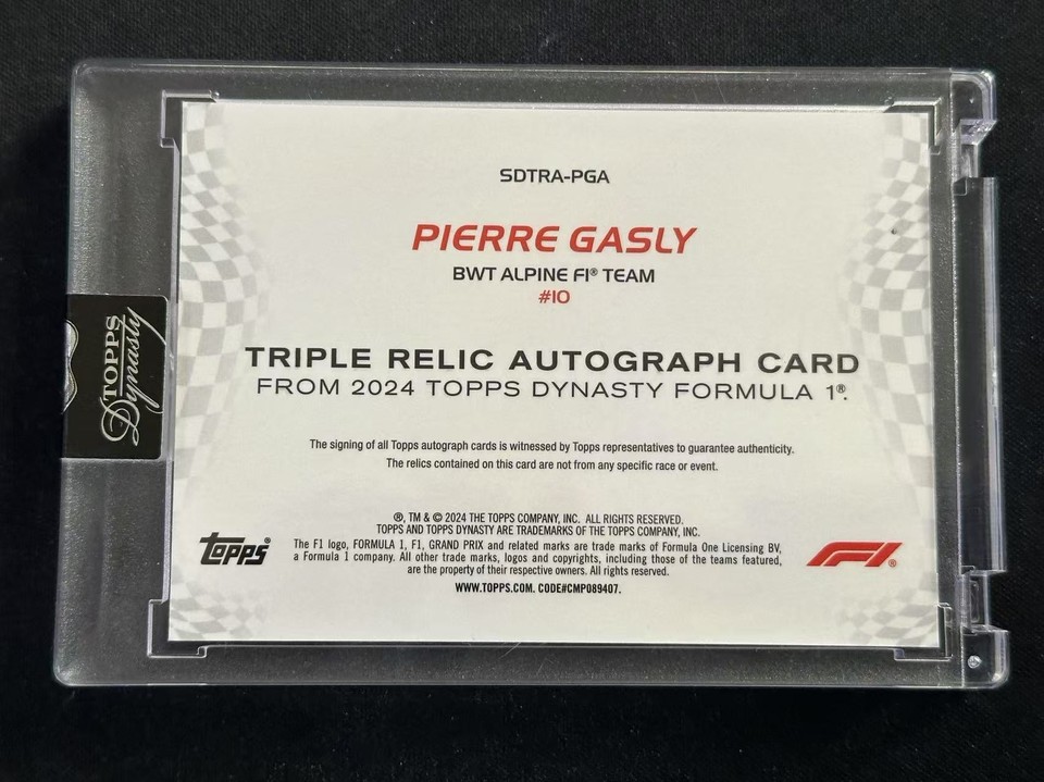 Pierre Gasly 2024 Topps Dynasty Formula 1 Triple Relic Autograph 1/2 ...