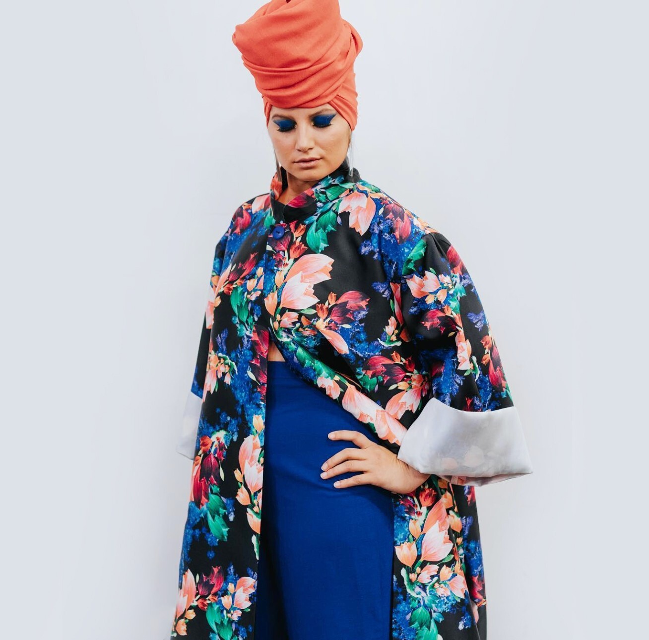 Afa Ah Loo 3X Custom Plus Kimono Floral Silk Project Runway Designer | eBay