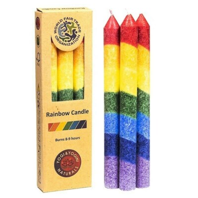 CHAKRA RAINBOW CANDLE SET - Set of 3 Candles Long Burn Time - New ...